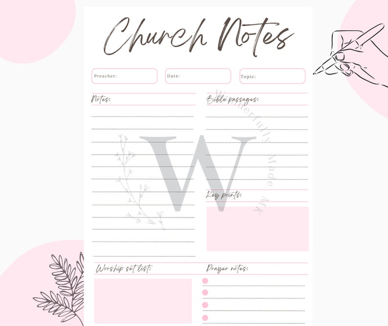 Church Notes Printable Download Digital Download Sermon - Etsy