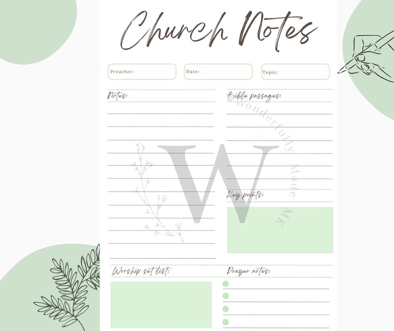 Church Notes Printable Download Digital Download Sermon - Etsy