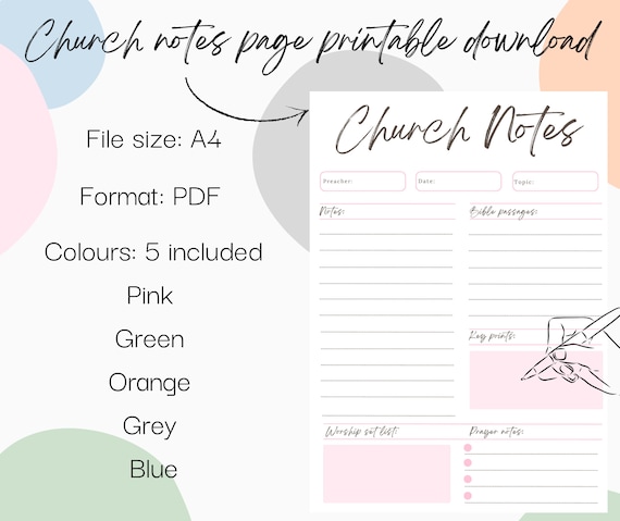 Church Notes Printable Download Digital Download Sermon - Etsy