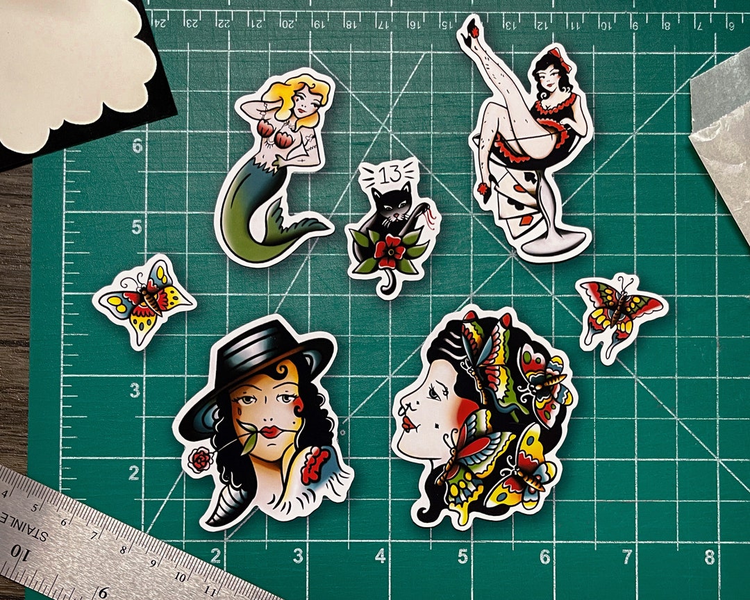 Tattoo Flash Sticker Pack: Handmade Traditional Tattoo Art Stickers - Etsy
