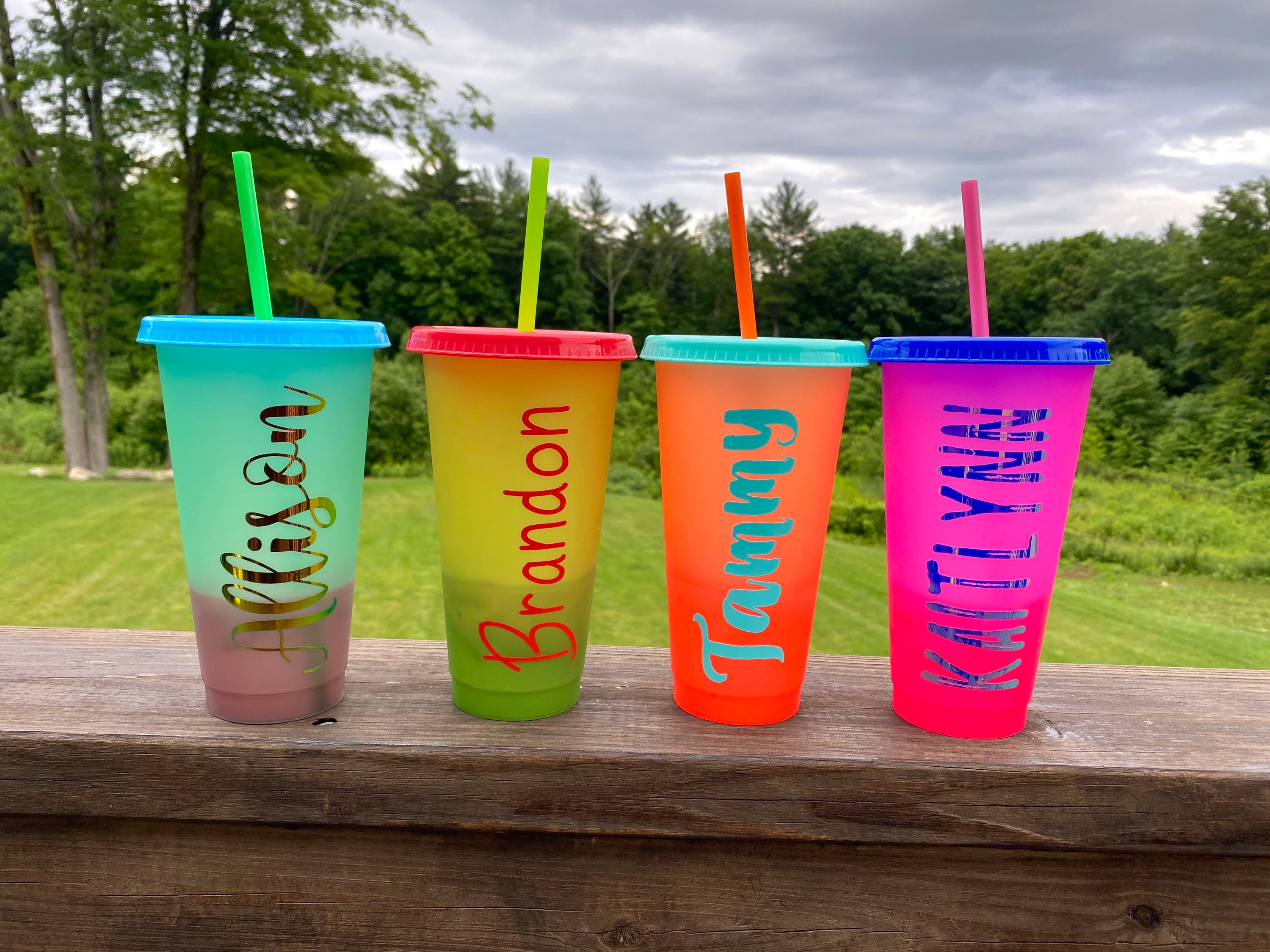 Personalized Color Changing Tumbler with Lid and straw party | Etsy