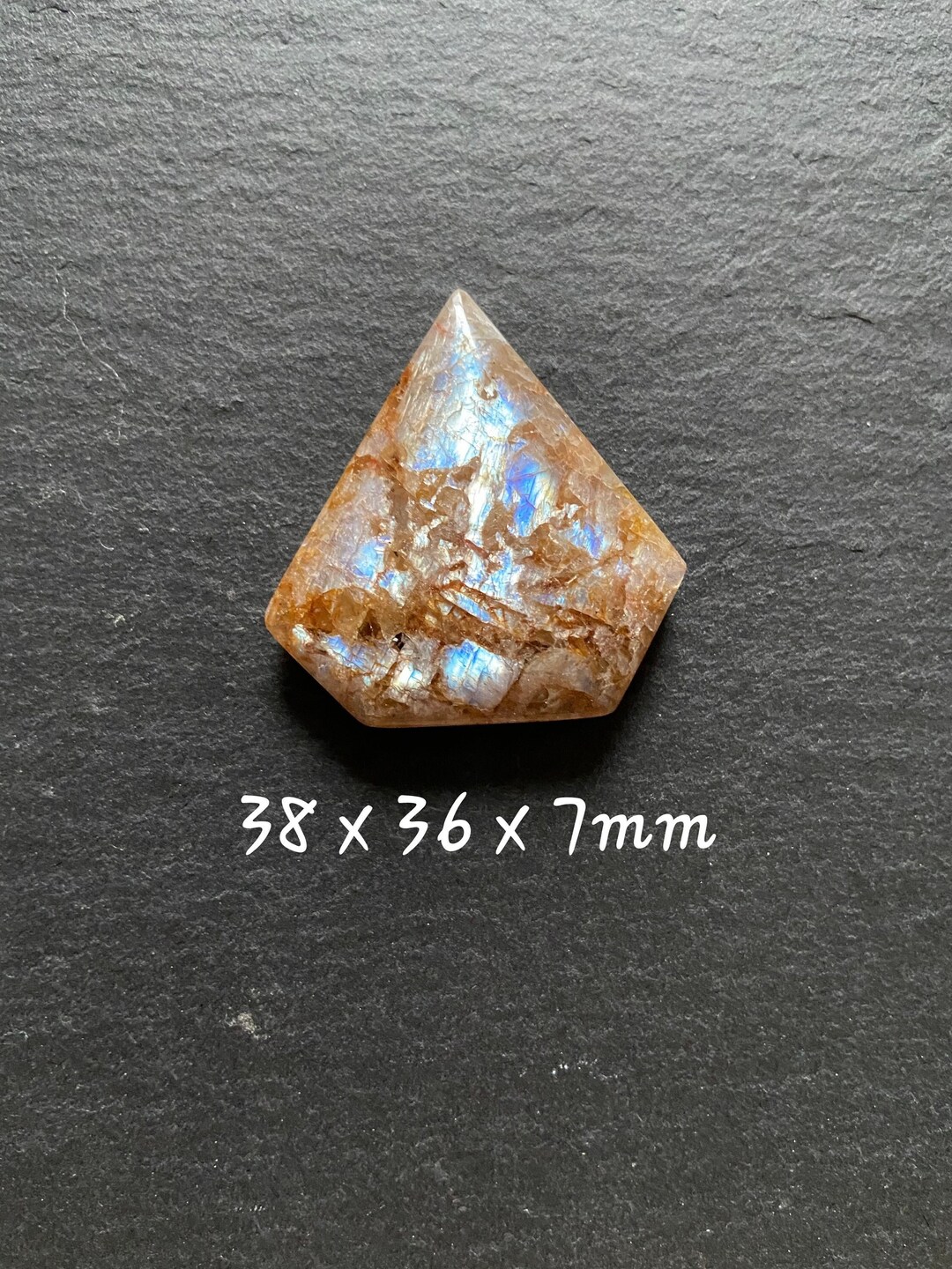 Fishscale Peristerite Stone: Free Form Polished Cabochon (38 X 36 X 7mm ...