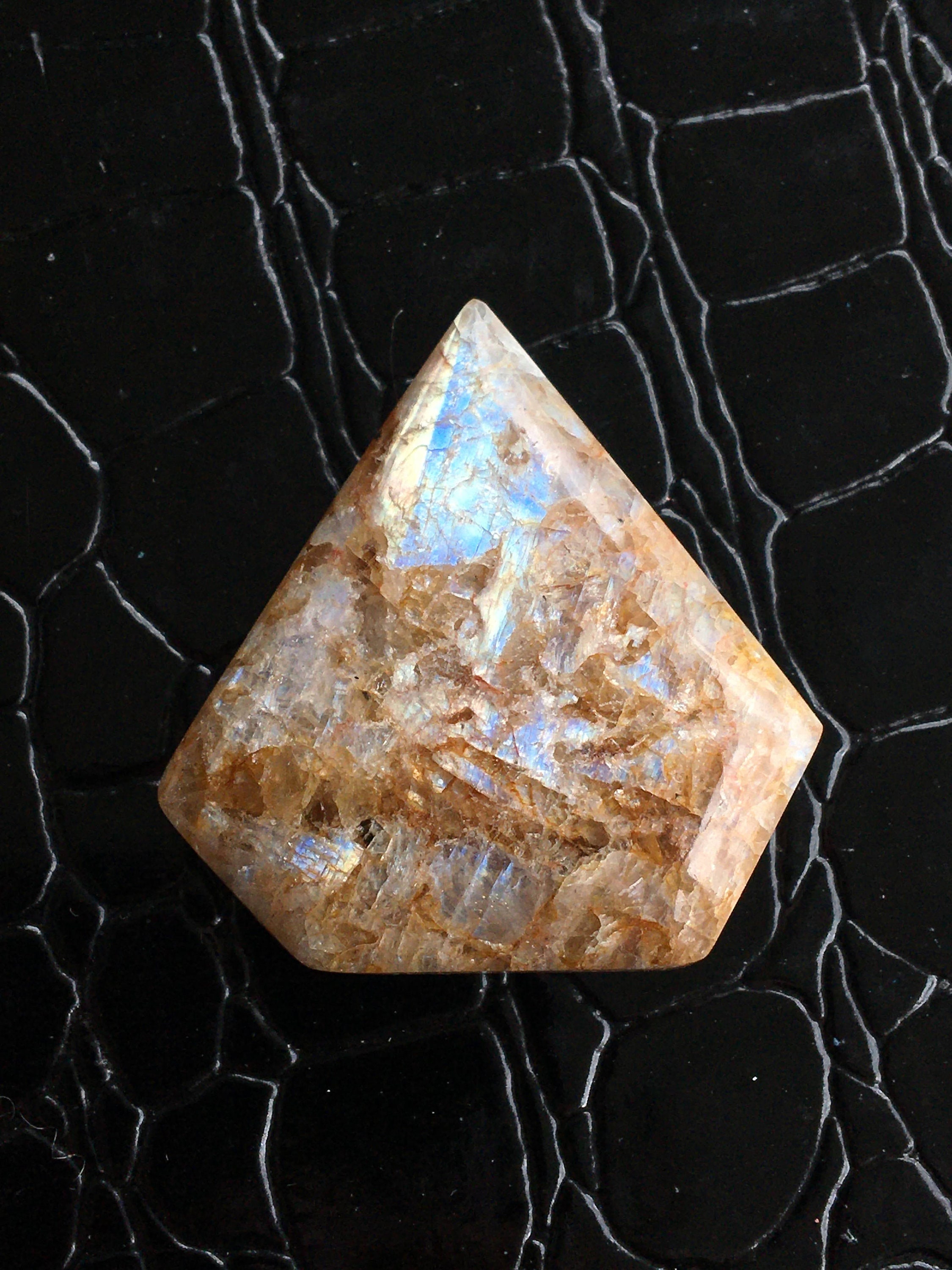 Fishscale Peristerite Stone: Free Form Polished Cabochon (38 X 36 X 7mm ...
