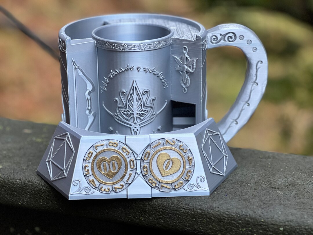 Elf "sip & Rollers" Can Holder - Elven Dice Tower/hp Tracker/mug Combo ...