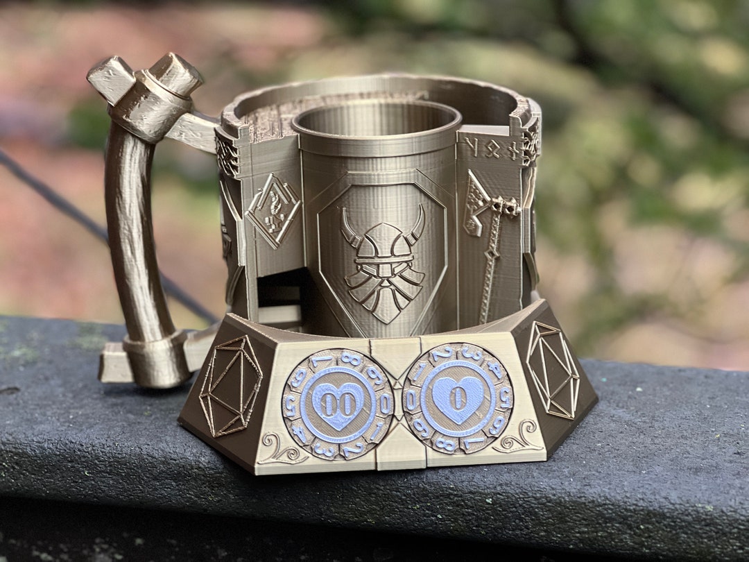 Dwarf "sip & Rollers" Can Holder - Dwarven Dice Tower/hp Tracker/mug ...