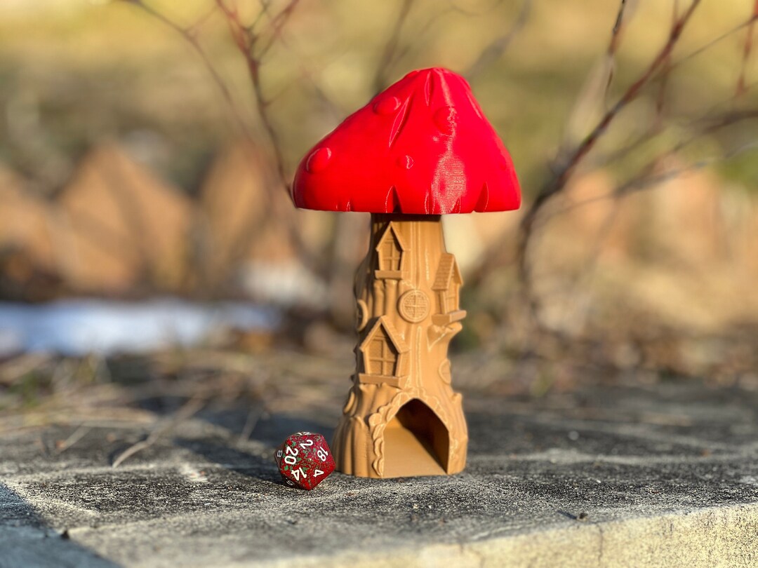Mini Mushroom Dice Tower - Mushroom Themed Dice Tower for Tabletop RPG ...