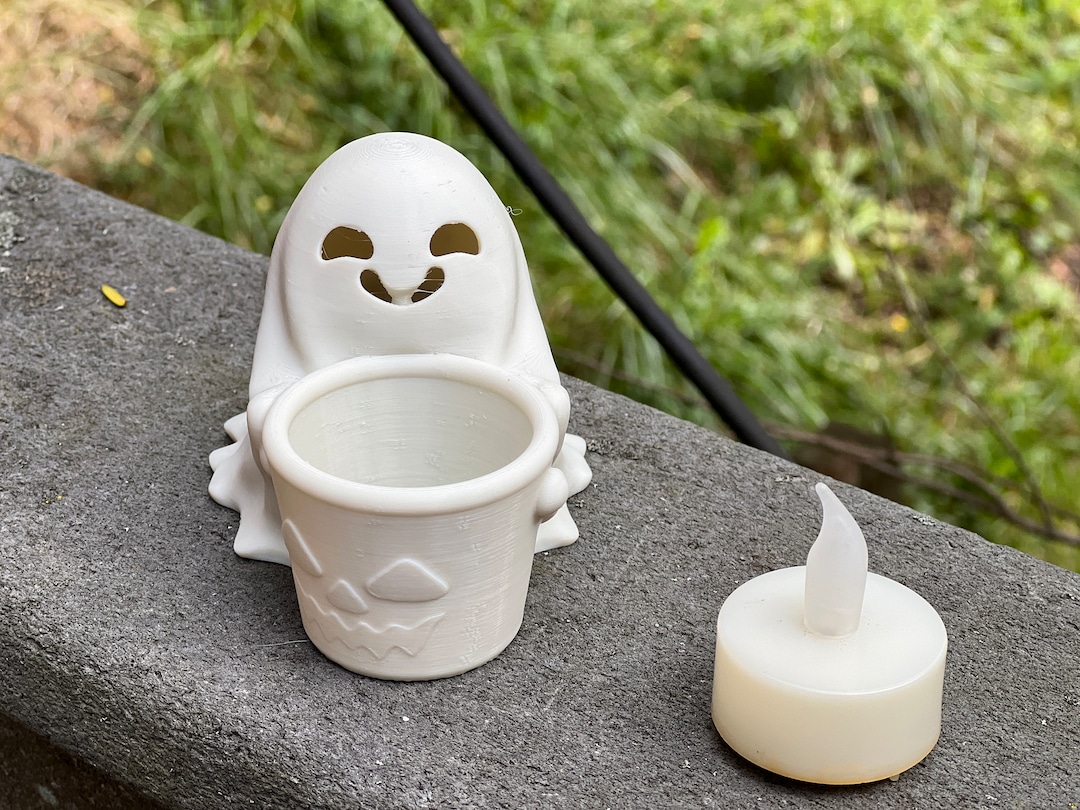 Happy Little Ghost LED Light/candel Cover - Ghost Themed Light up ...