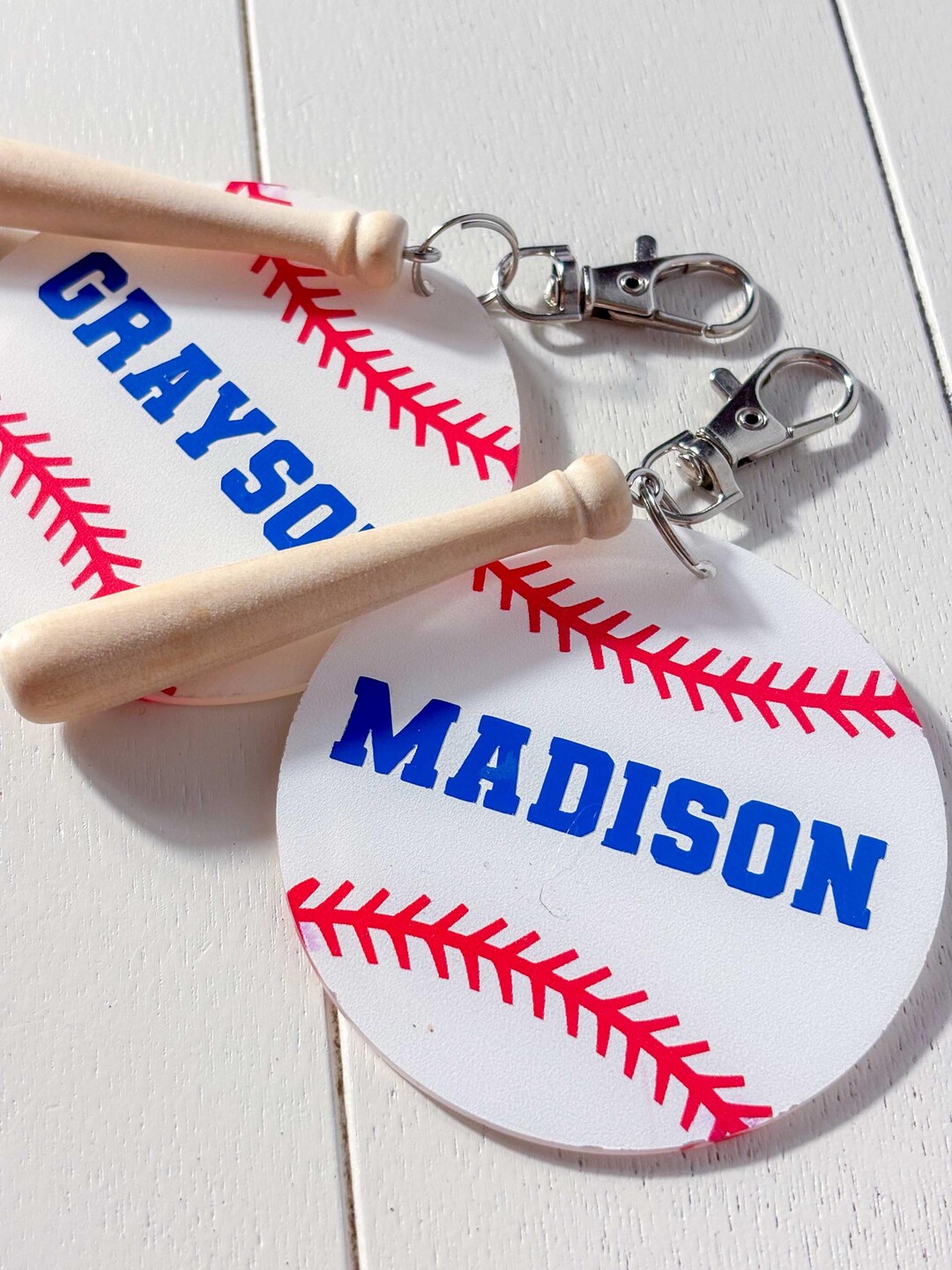 Custom Acrylic Baseball Keychain With Personalized Name & Mini Bat - Etsy