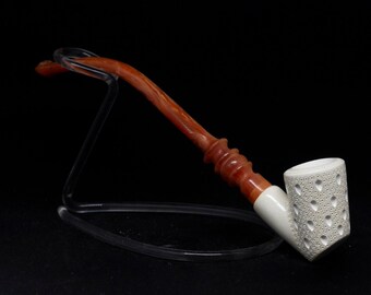 Churchwarden Meerschaum Pipe, Full Bent Stem Pipe, Long Stem Pipe, 100% ...