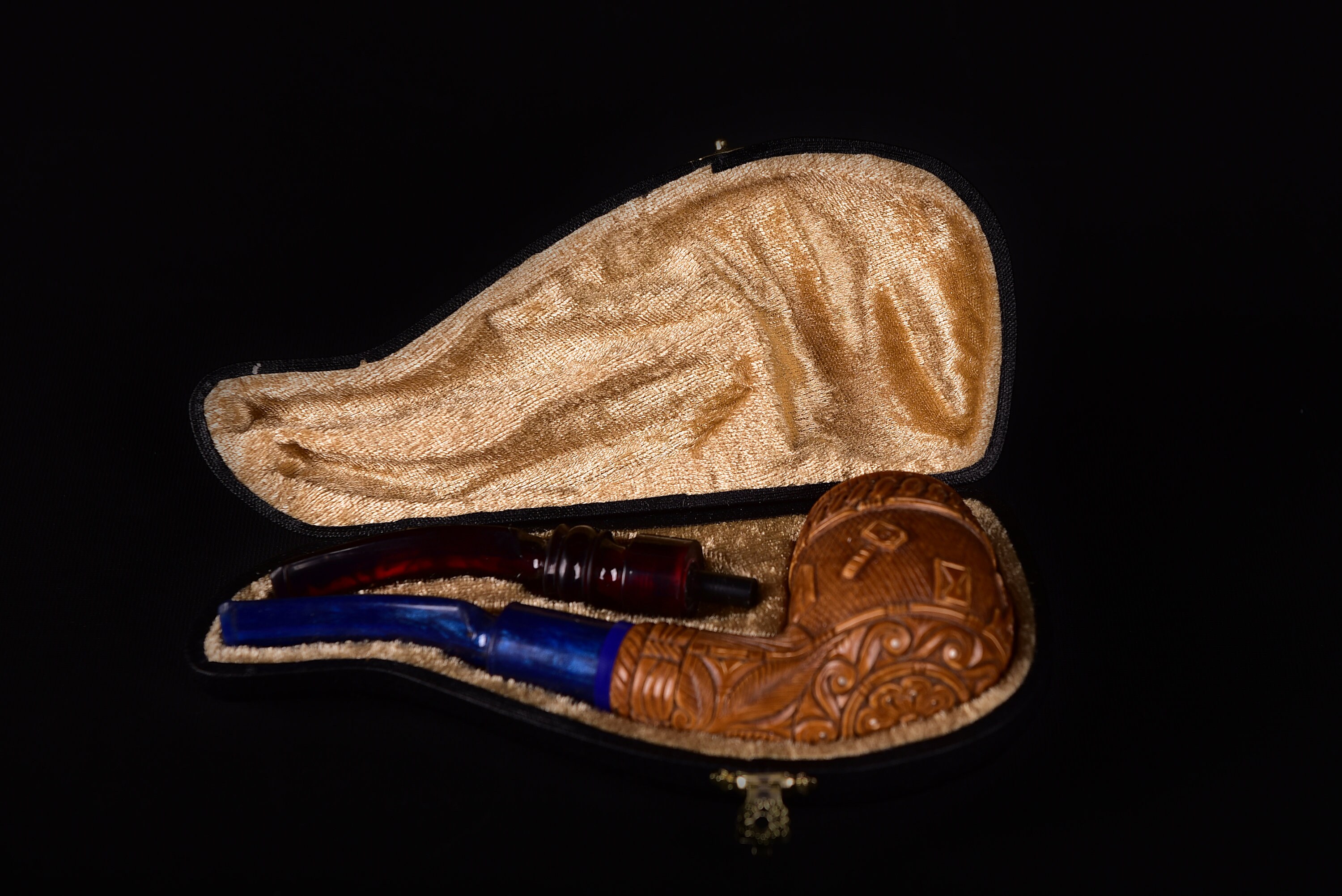 Masonic Pipe, Mason Pipe Meerschaum Pipe, Multi Stem Pipe, Hand Carved ...