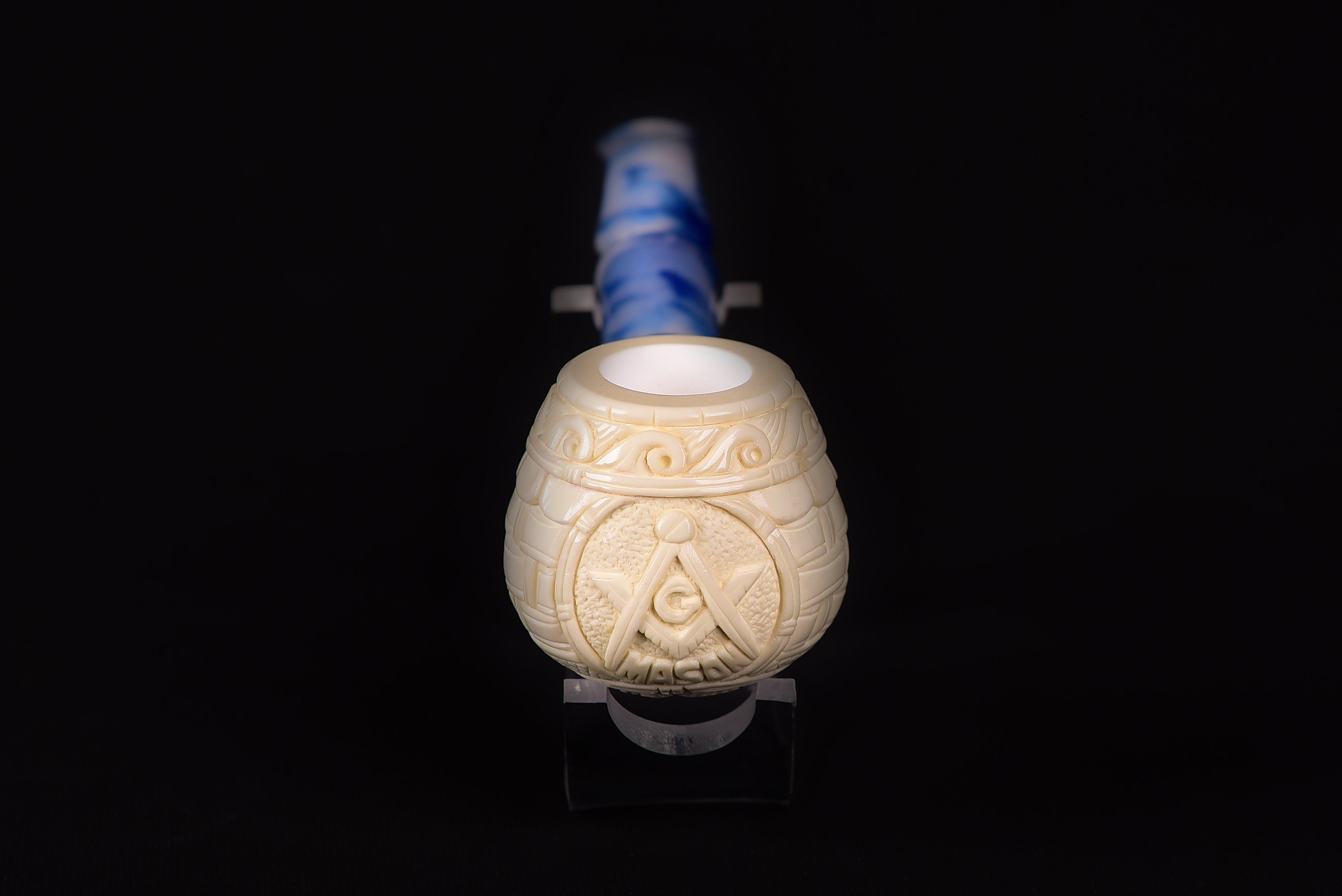 Masonic Pipe, Mason Pipe Meerschaum Pipe, Multi Stem Pipe, Hand Carved ...