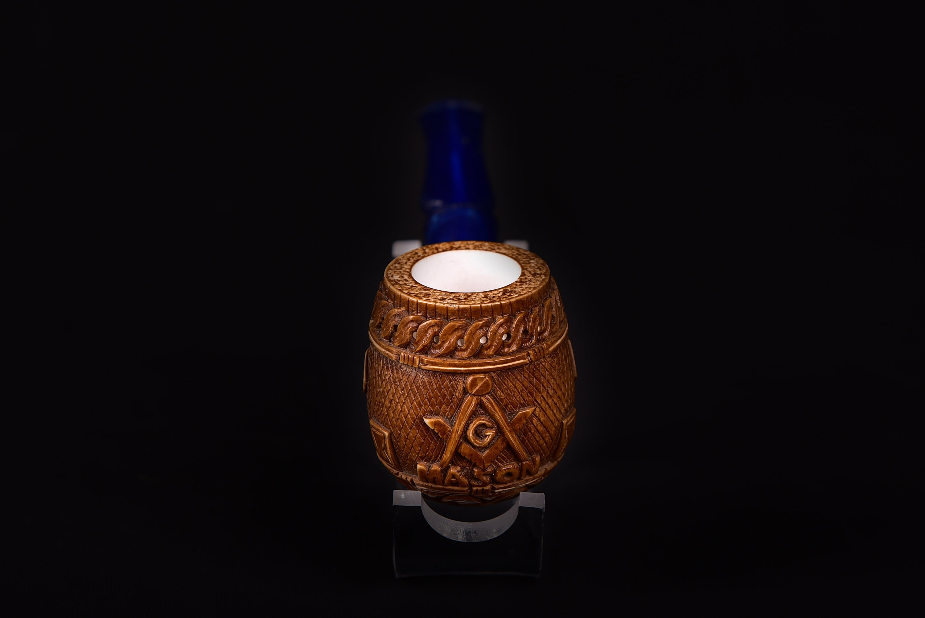 Masonic Pipe, Mason Pipe Meerschaum Pipe, Multi Stem Pipe, Hand Carved ...