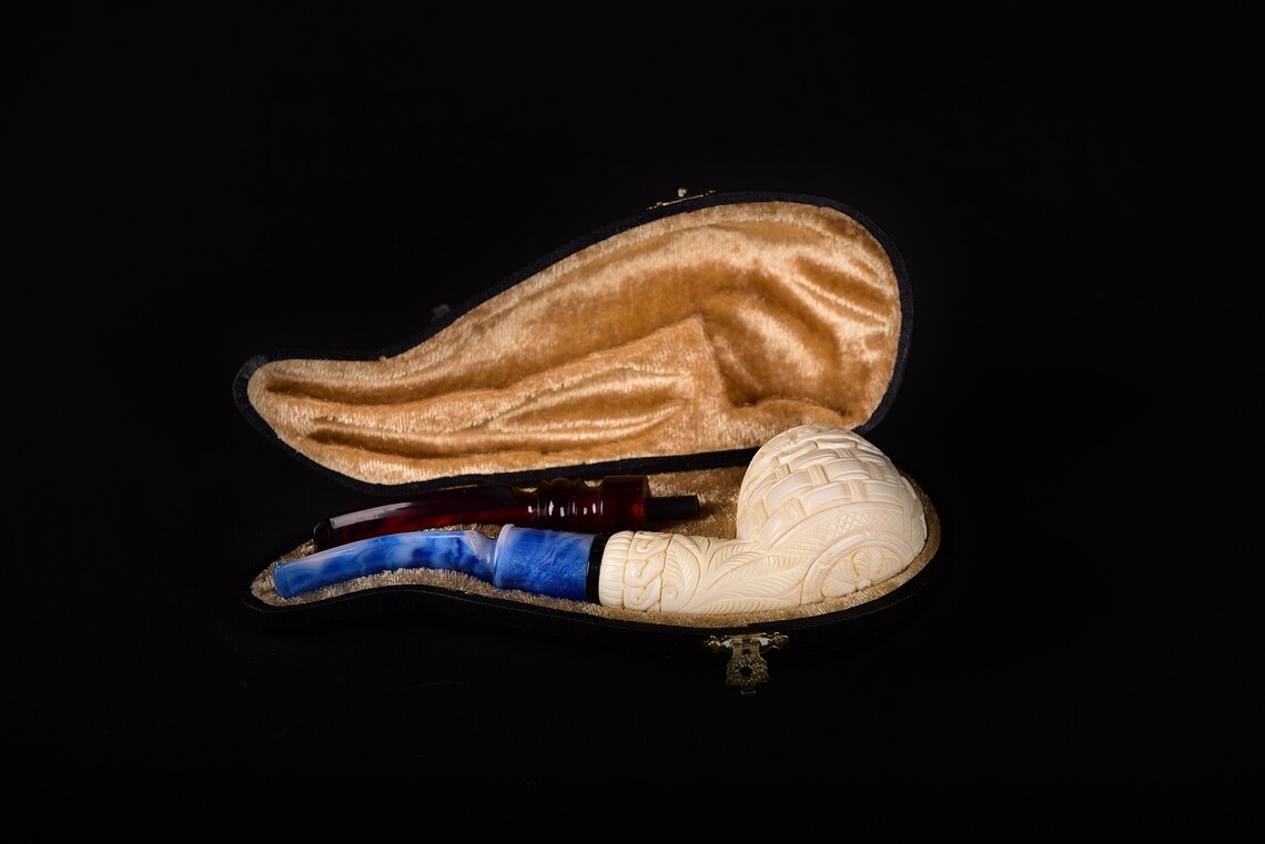 Masonic Pipe, Mason Pipe Meerschaum Pipe, Multi Stem Pipe, Hand Carved ...