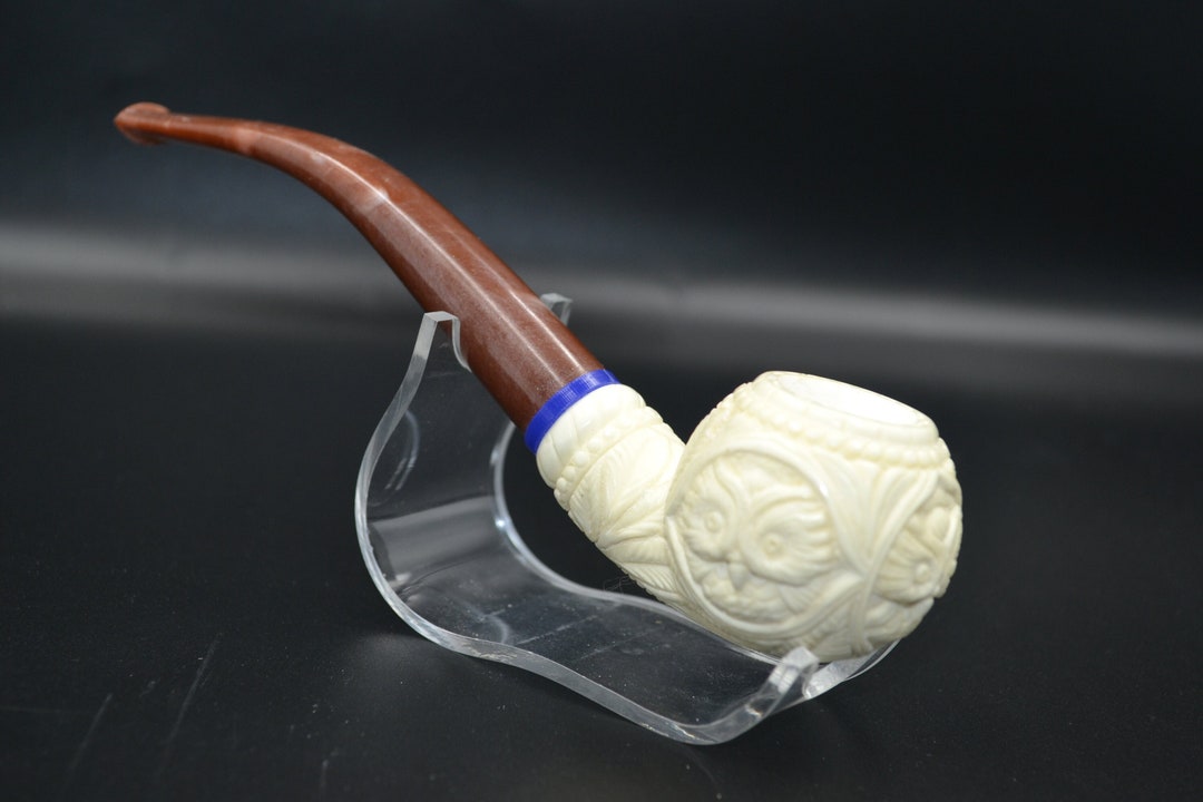 Embossed Owl Pipe, Meerschaum Pipe, Unsmoked Pipe, Tobacco Pipe ...
