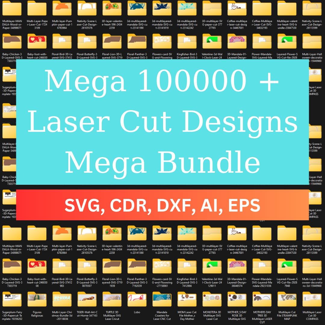 Mega Laser Cut Bundle 100000 Vector, Dxf Files, 3d, 2D, Cnc, Laser Cut ...