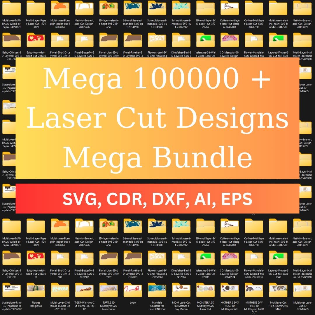 Mega Laser Cut Bundle 100000 Vector, Dxf Files, 3d, 2D, Cnc, Laser Cut ...