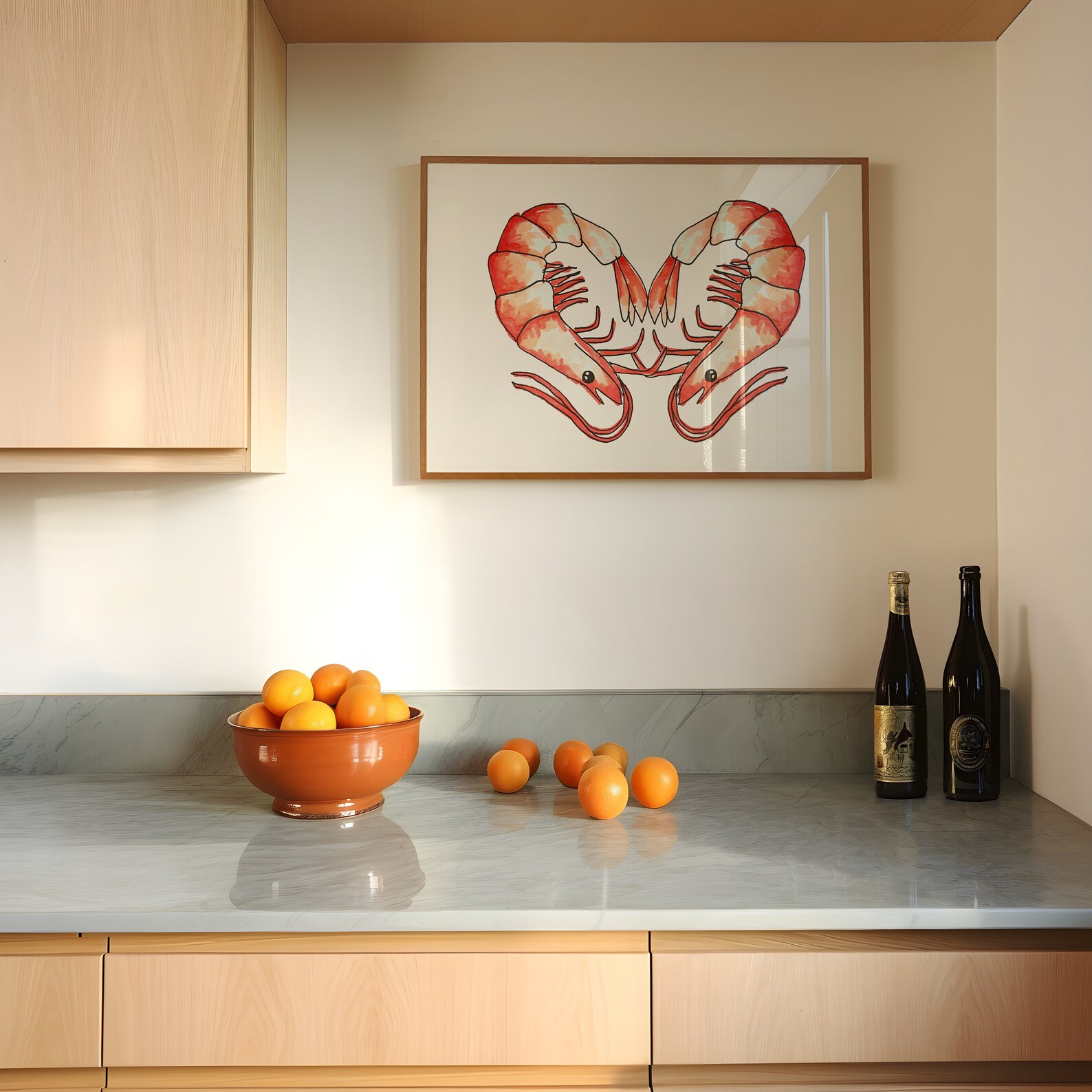 Shrimp Love Wall Art, Cute Heart Shaped Shrimp Print, Ocean Kitchen ...