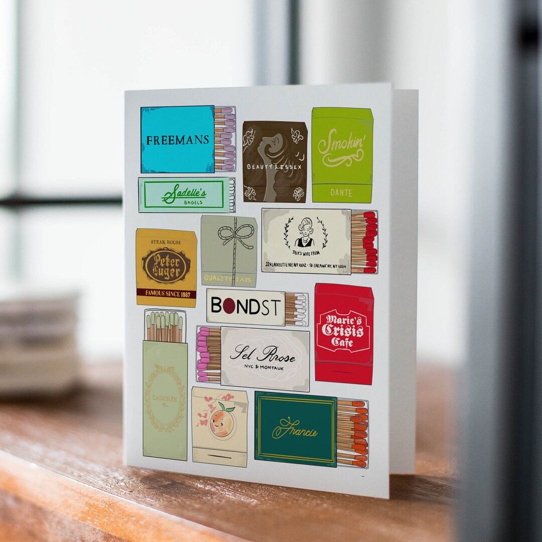 NYC Iconic Restaurant Matchbook Greeting Card, Restaurant Card, NYC ...