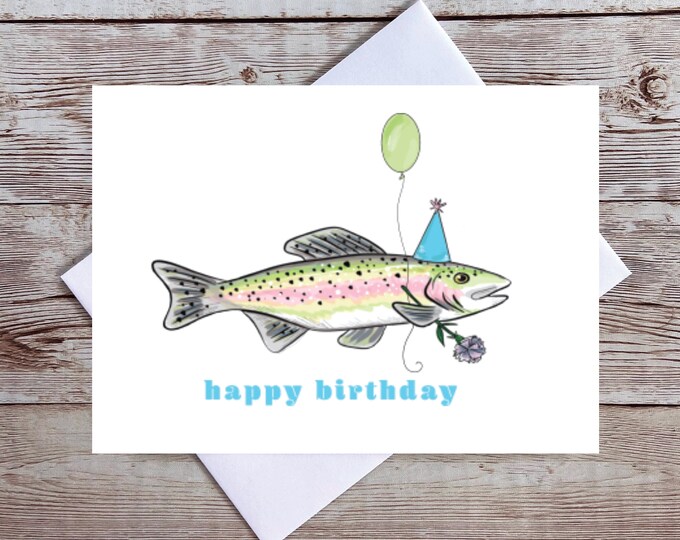 Fish Birthday Card Hand Illustrated - Etsy