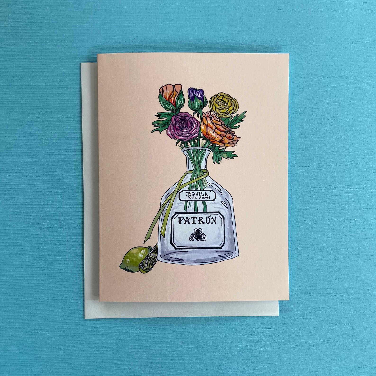 Tequila Card Blank Card Alcohol Card Handmade Card Thank | Etsy