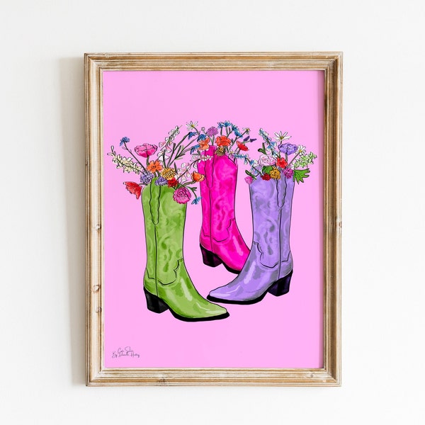 Cowboy Boot Floral Wall Art - Etsy