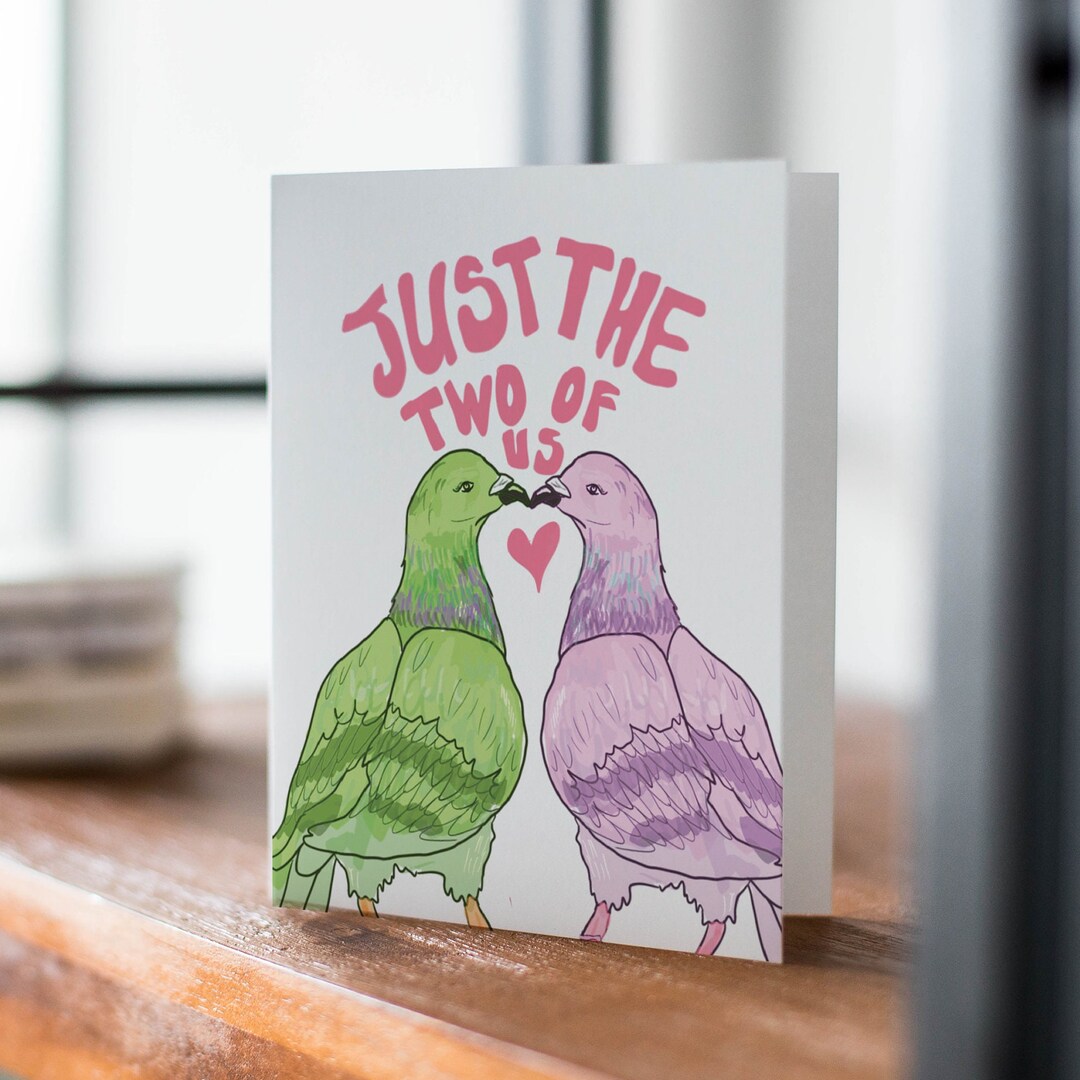 Love Dove Pigeon Valentine's Day Card, Love Card, Bird Lover Card, Cute ...