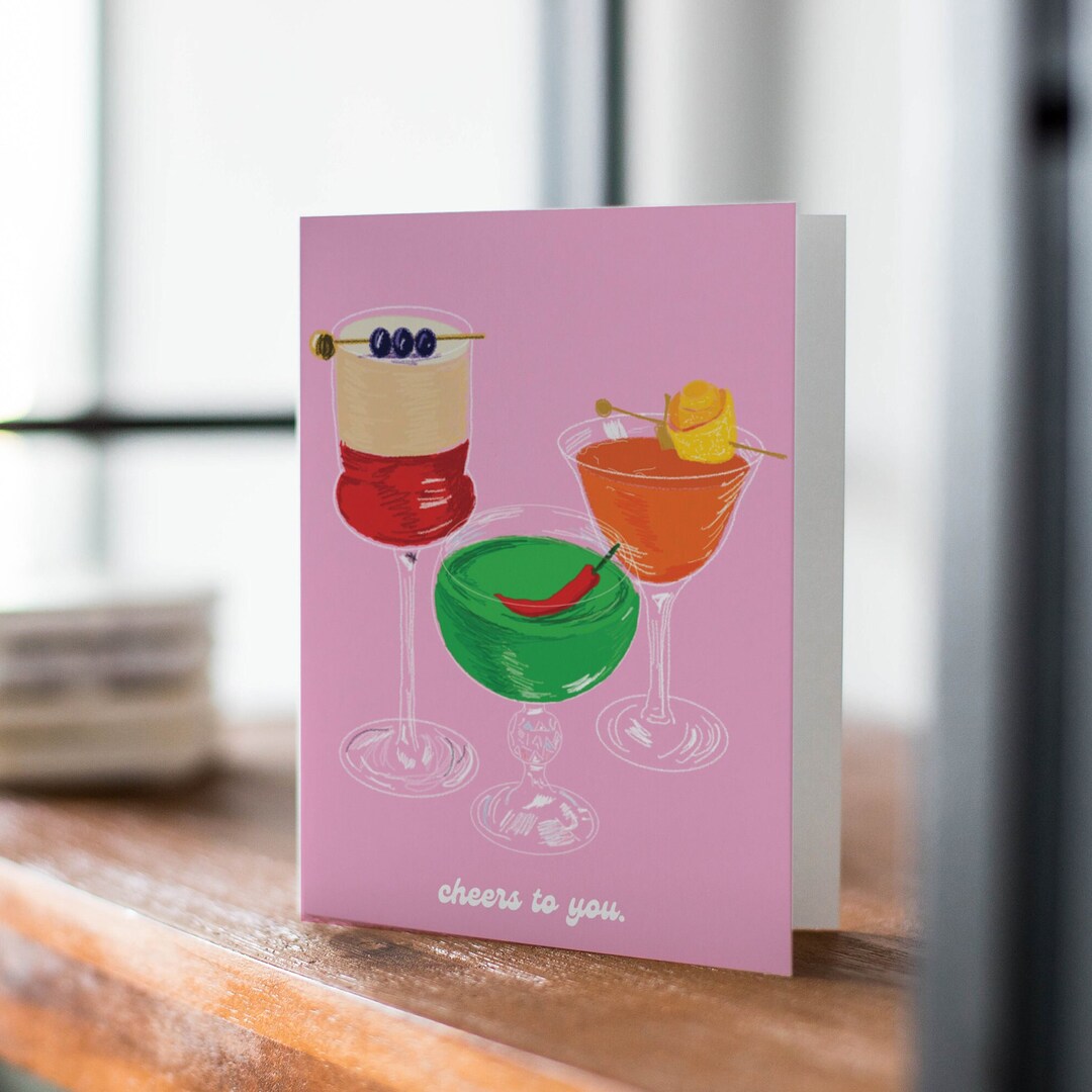 Cheers Birthday Greeting Card - Etsy