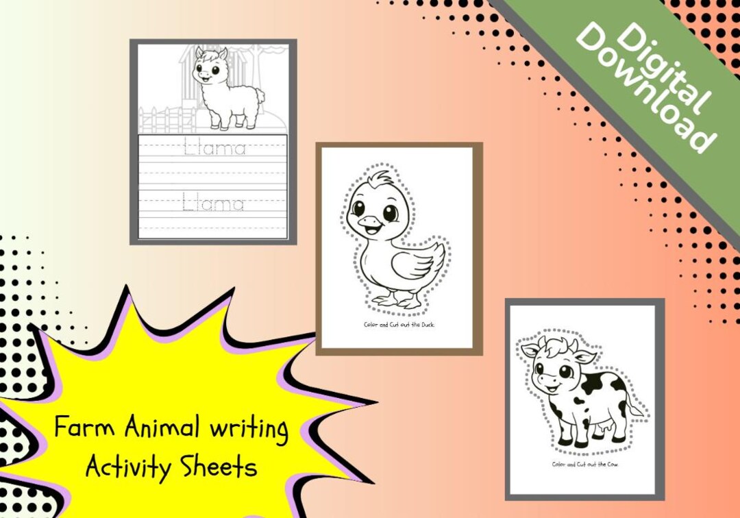 Farm Animal Tracing Worksheets | Preschool Handwriting Practice ...