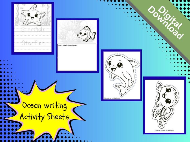 Ocean Animals Tracing Workbook | Preschool Handwriting Practice, Sea ...