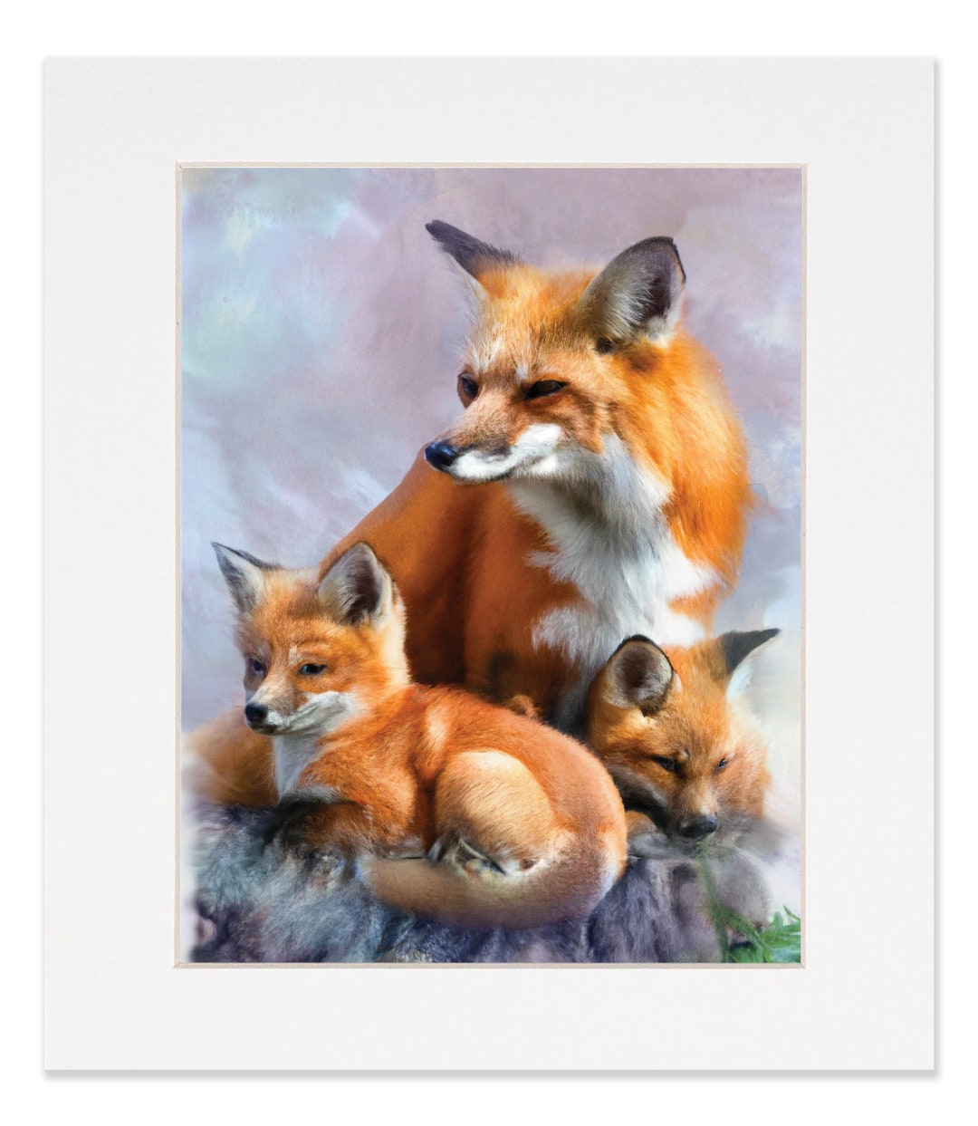 RED FOX and PUPS, Nature Art, Wildlife Art, Fox Print, Red Fox - Etsy