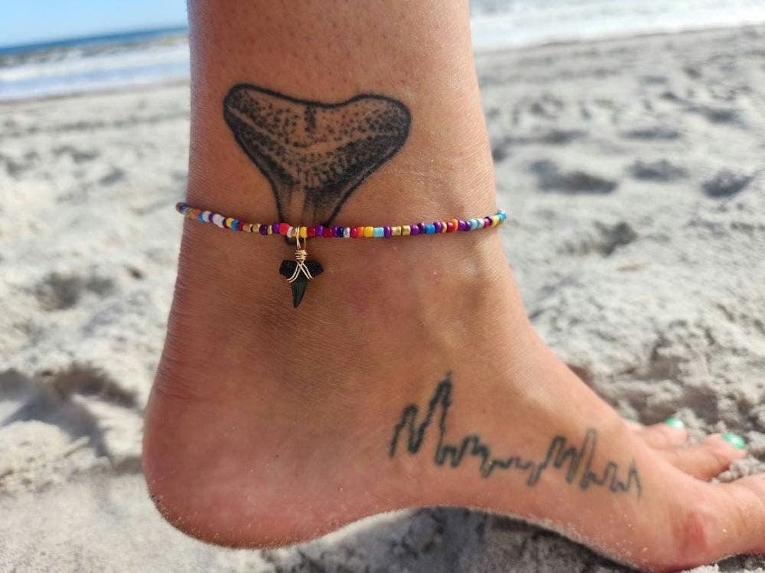 Colorful Shark Tooth Anklet | Summer Anklet | Beaded Anklet - Etsy