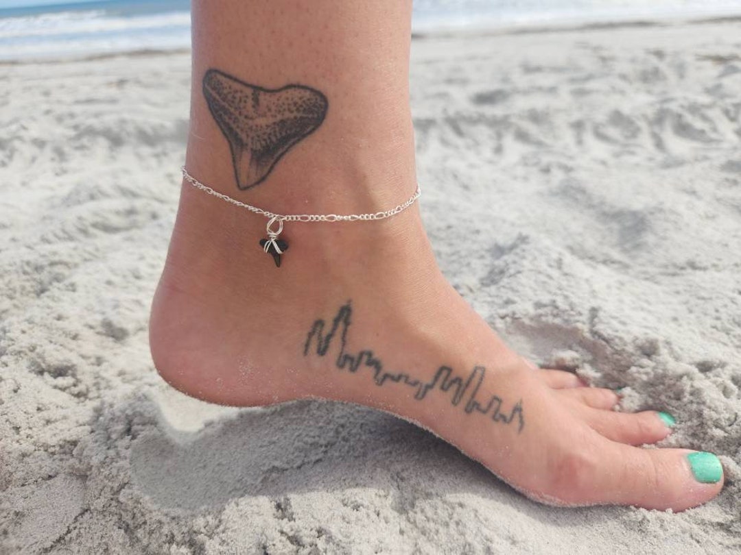 Silver Shark Tooth Anklet | Summer Anklet | Shark Tooth Jewelry - Etsy
