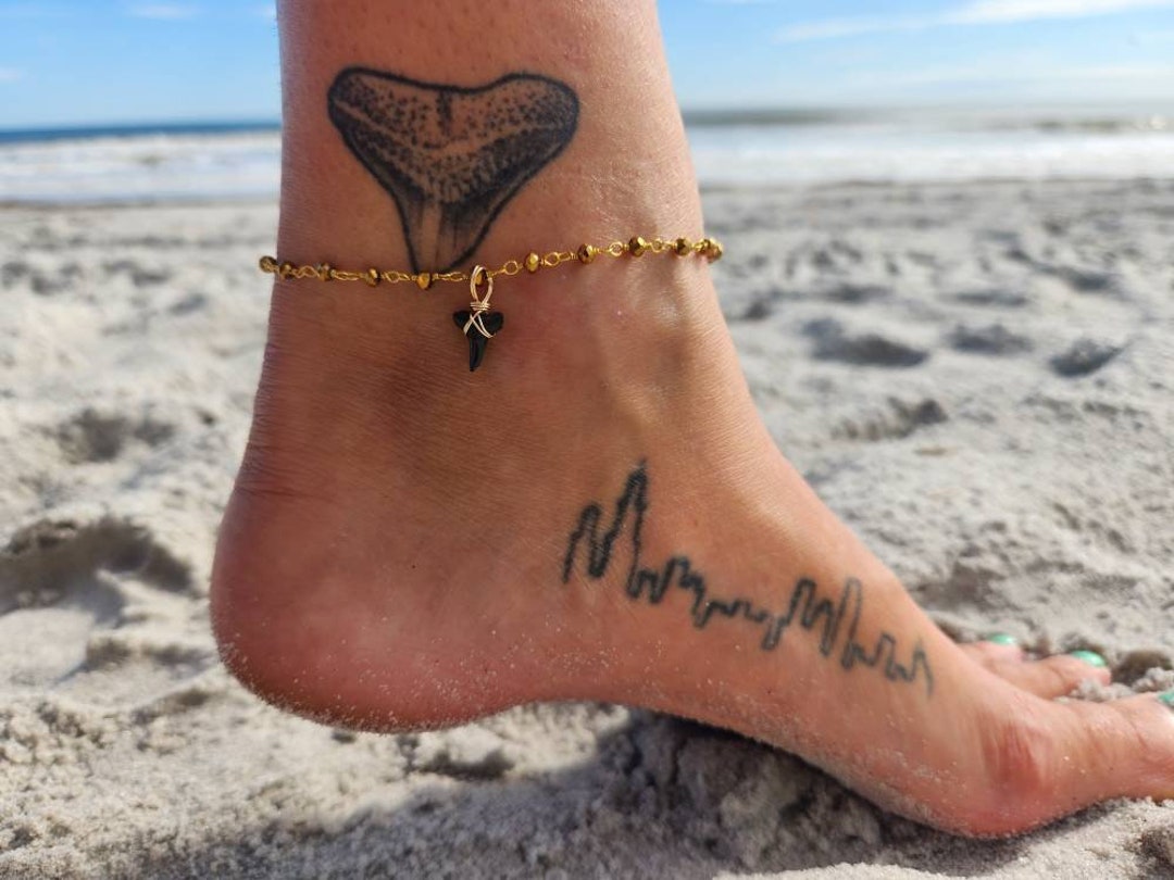 Shark Tooth Anklet | Summer Anklet | Dainty Anklet - Etsy