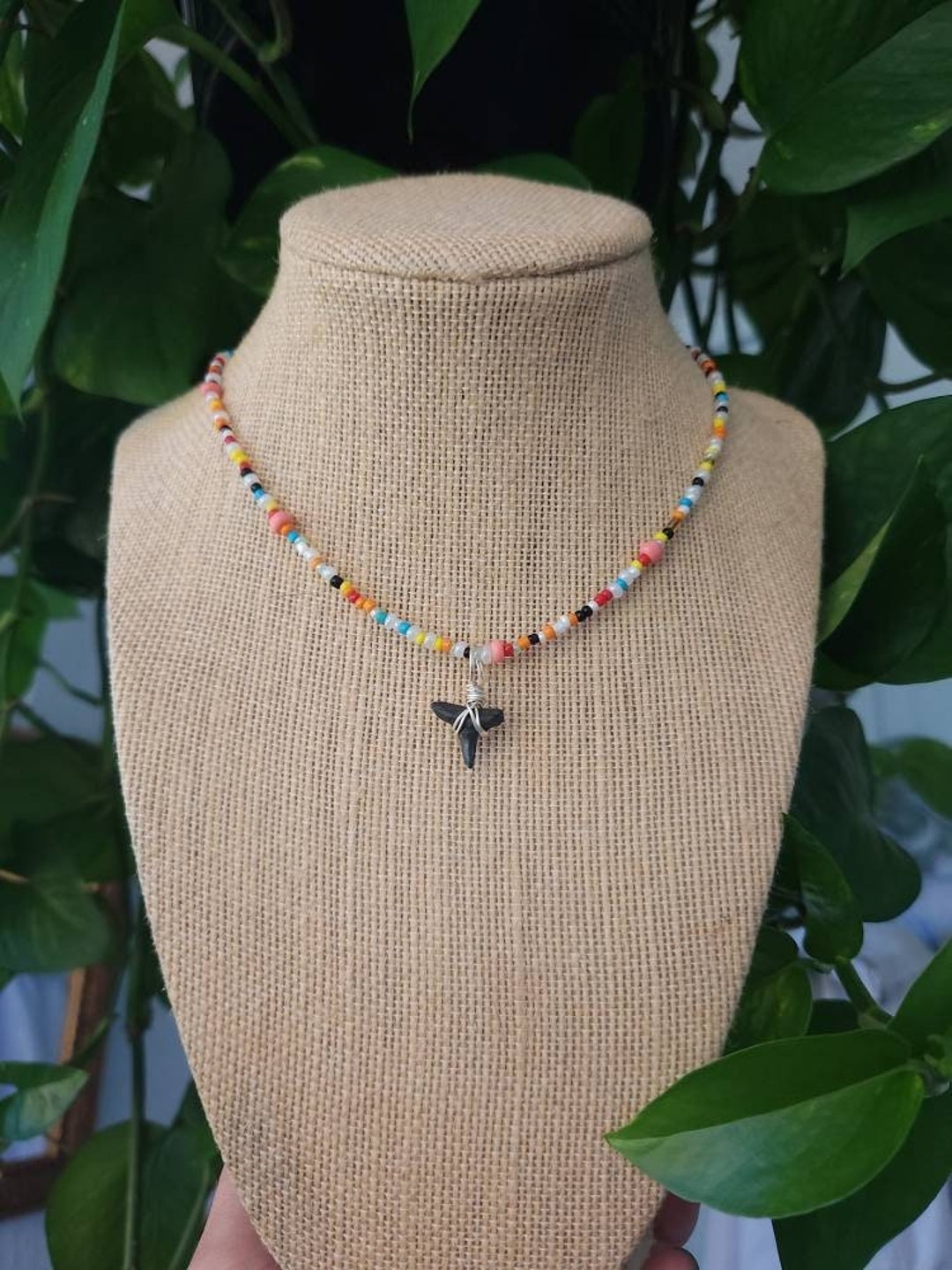Beaded Shark Tooth Choker | Colorful Beaded Choker - Etsy