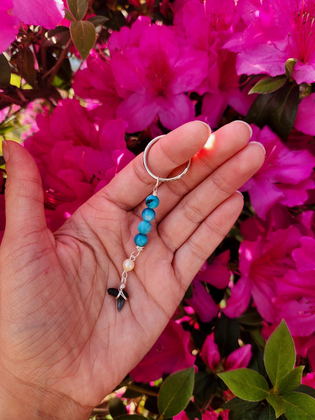 Shark Tooth Key Chain | Summer Key Chain | Shark Accessories | Blue ...