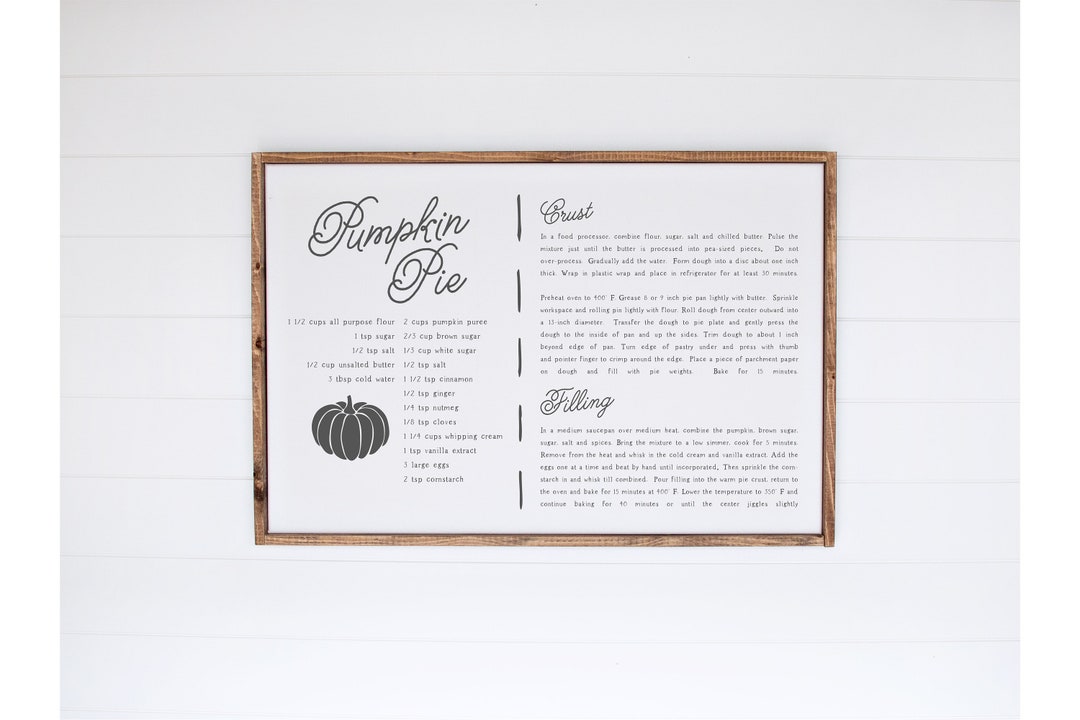 Pumpkin Pie Recipe SVG | Pumpkin Pie Recipe Art | Fall SVG | Autumn SVG ...