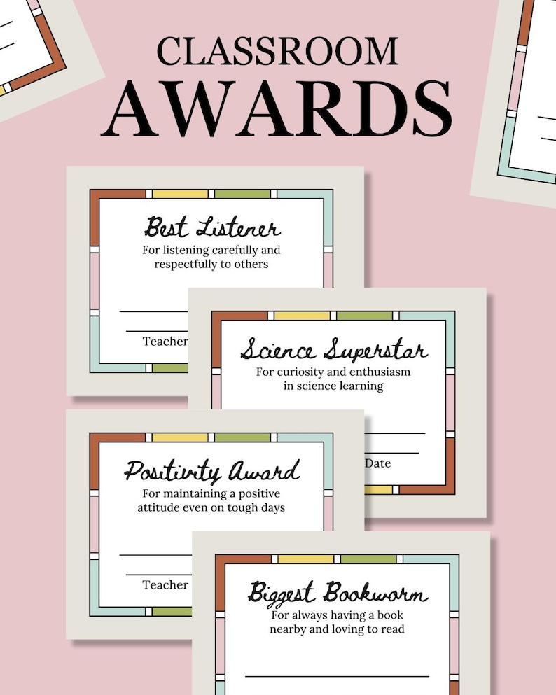 60 Student Awards Certificates Printable PDF for Teachers - Etsy