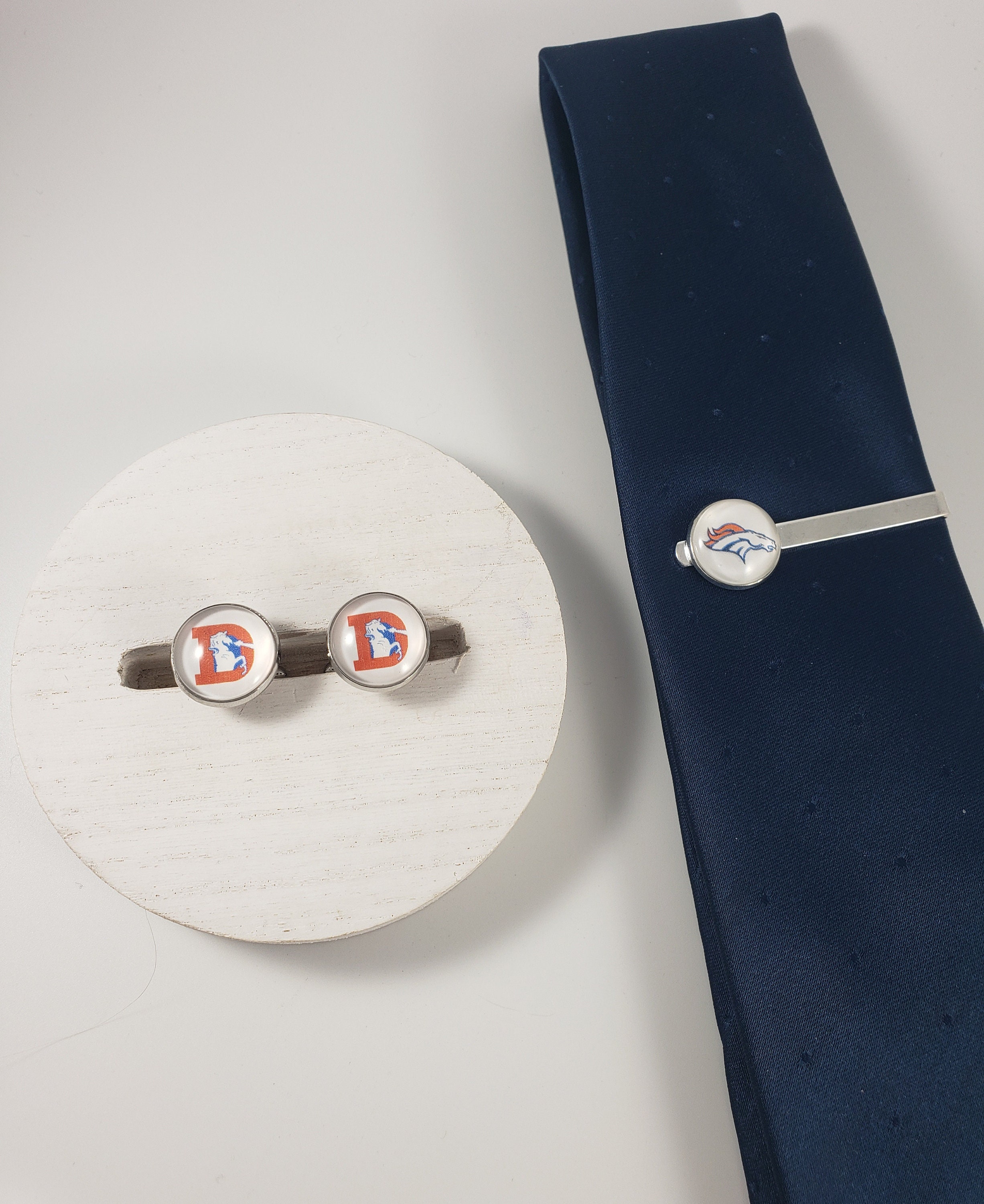 Denver Broncos Cufflinks and Tie Clip - Etsy