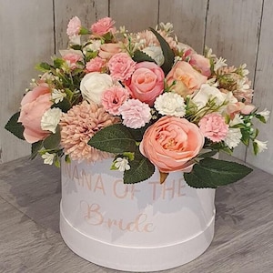 Pink & White Artificial Silk Flower Hat Box Arrangement, Mother of ...