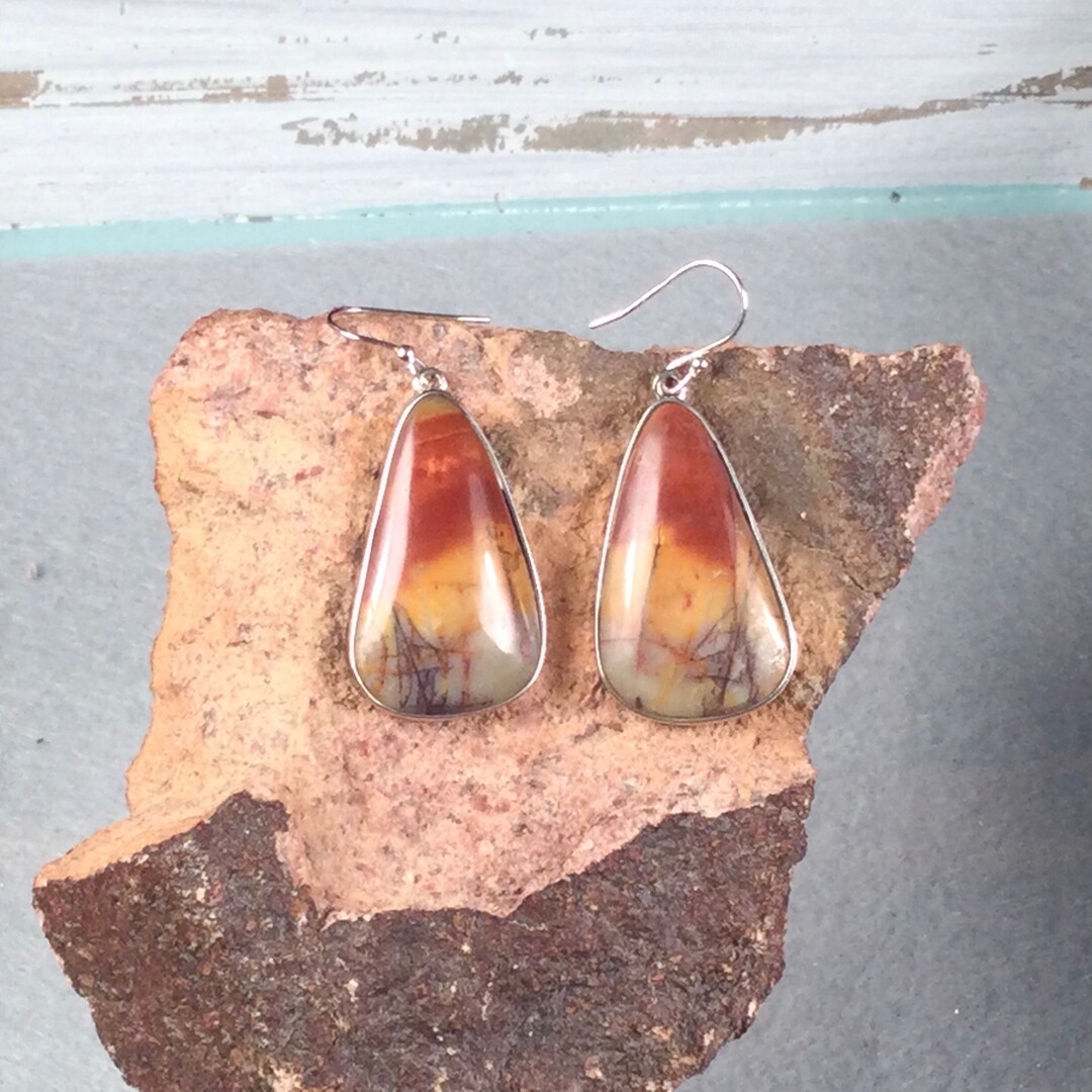 Red Creek Jasper Earrings In Sterling Silver 19x32 Mm Etsy