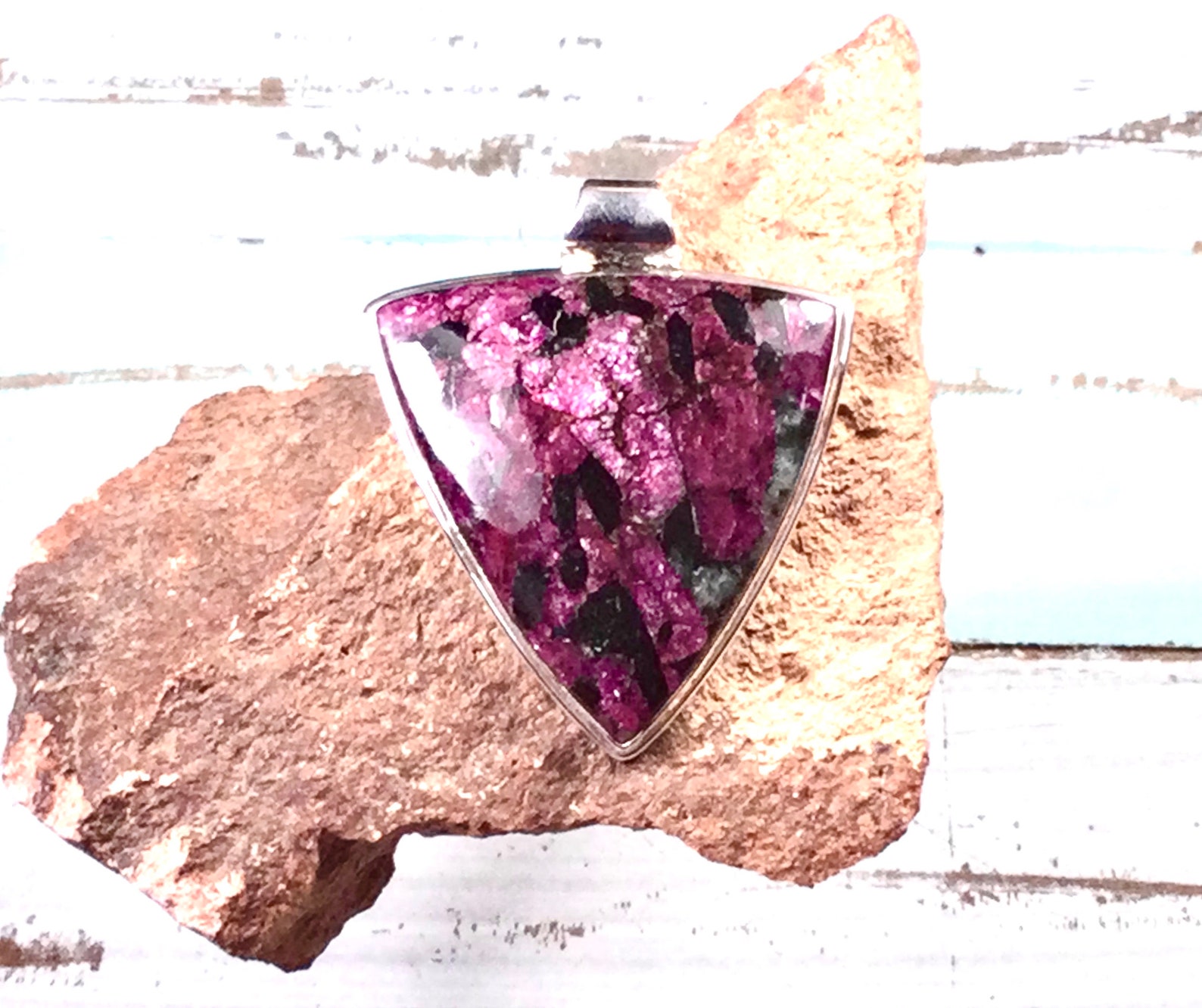 Eudialyte Pendan in Sterling Silver 40x50 Mm. - Etsy