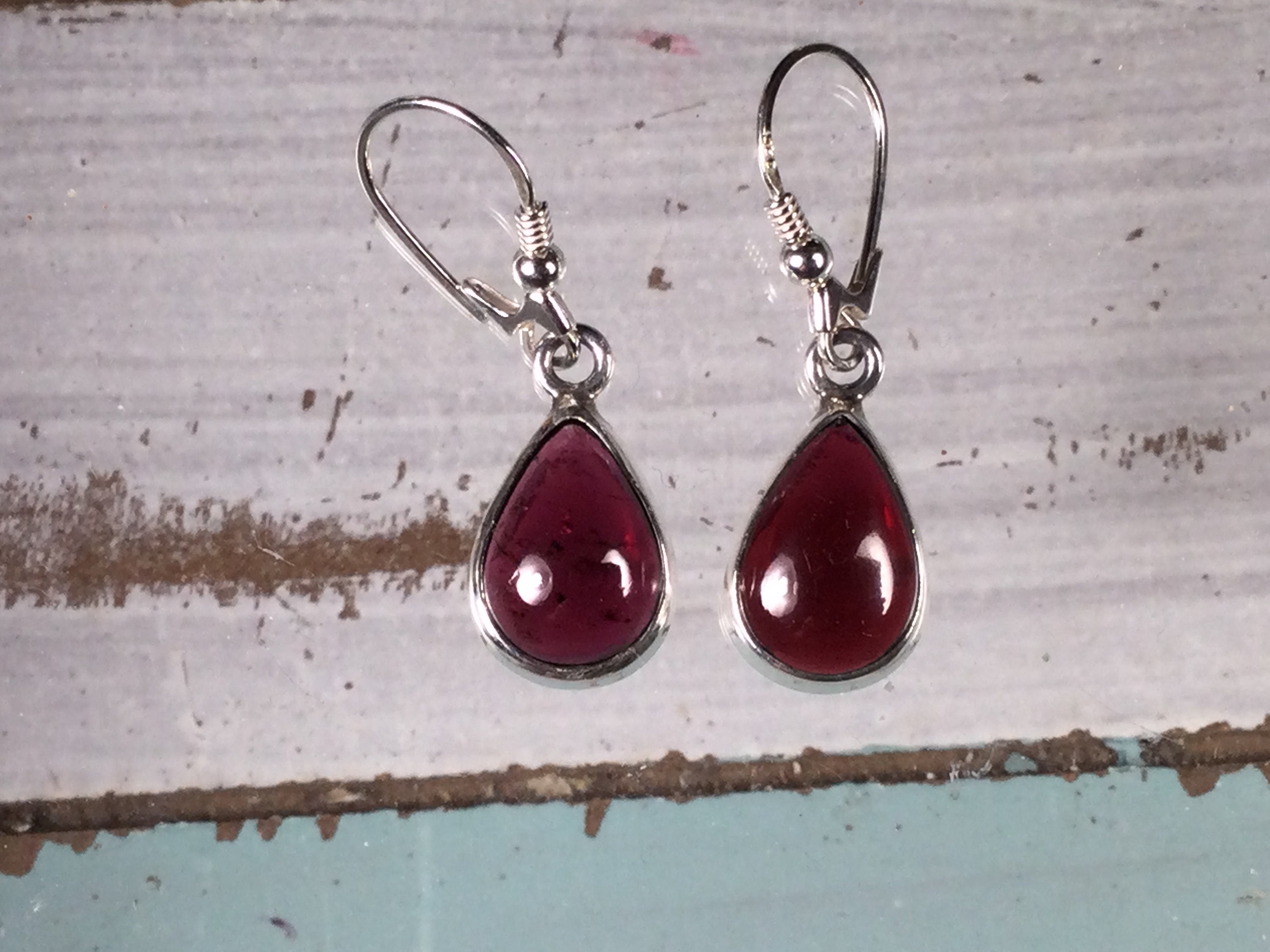 Rode granaat Oorbellen in Sterling Silver Steenmaten 10x18 mm | Etsy