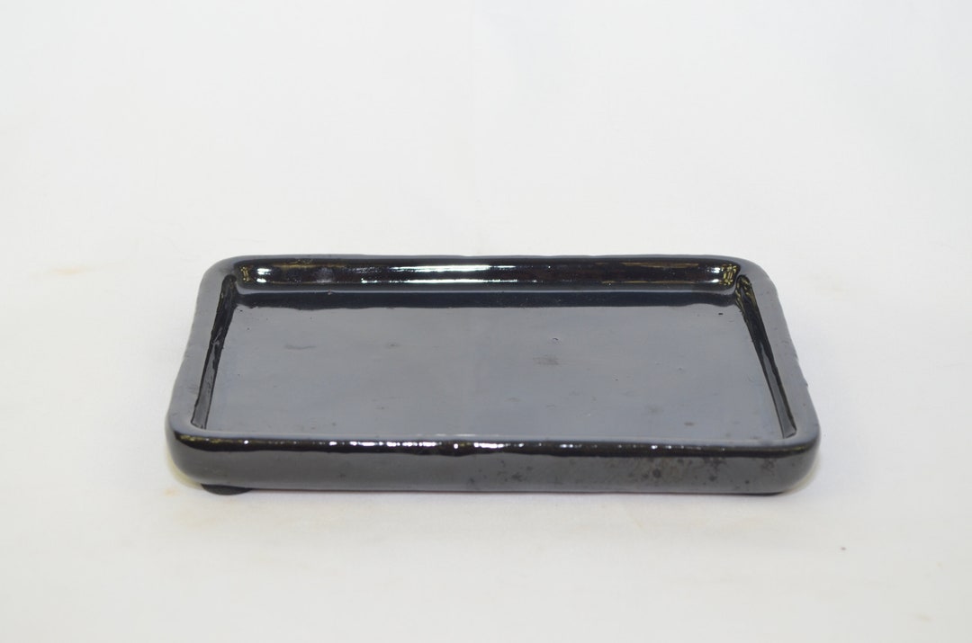 Bonsai Ceramic Tray 7", Rectangle Shape, Black Color Very Hard to Find ...