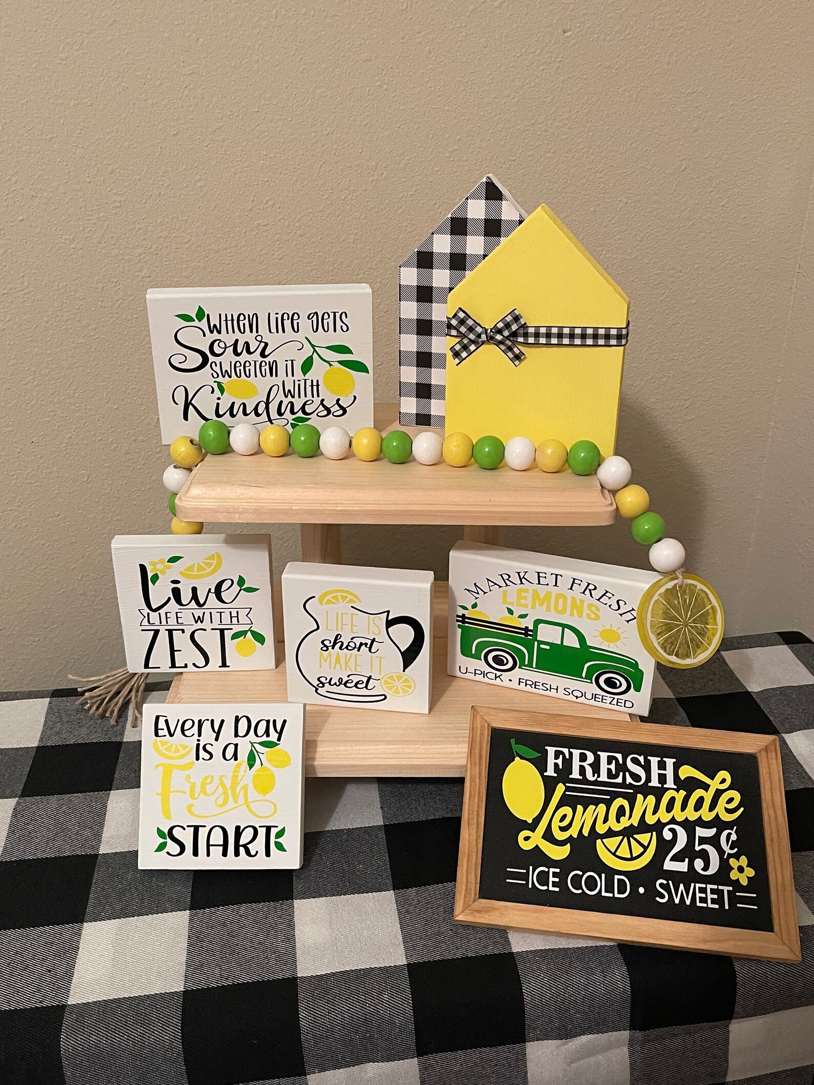 Lemon Tiered Tray Decor Lemon Decor Summer Tiered Tray - Etsy