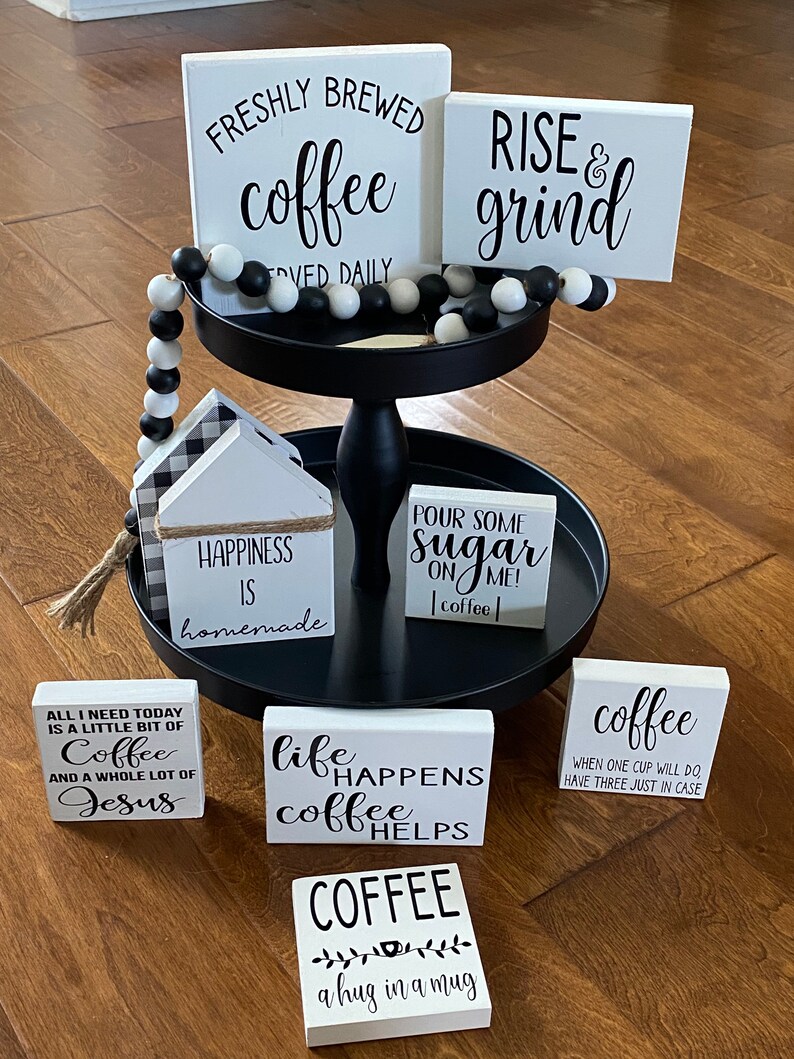 Coffee Tiered Tray Decor Coffee Bar Decor Farmhouse Coffee - Etsy
