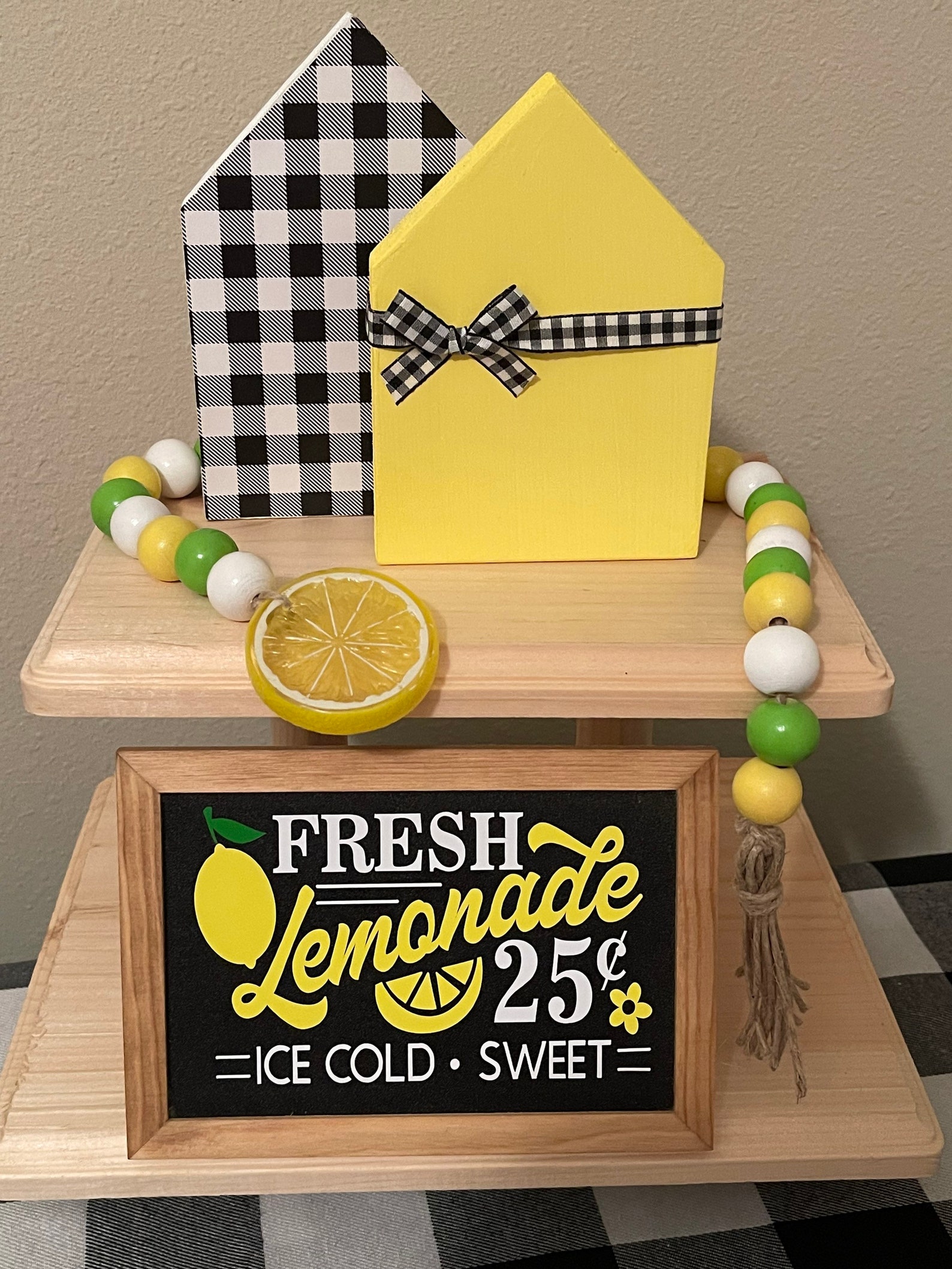 Lemon Tiered Tray Decor Lemon Decor Summer Tiered Tray - Etsy