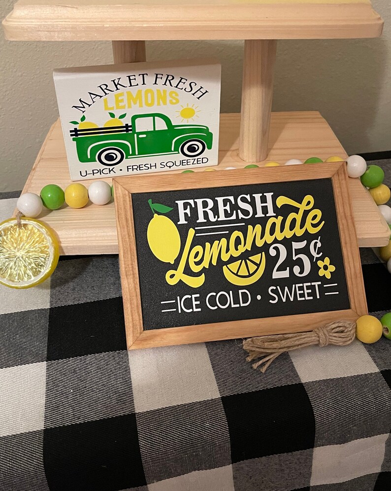 Lemon Tiered Tray Decor Lemon Decor Summer Tiered Tray - Etsy