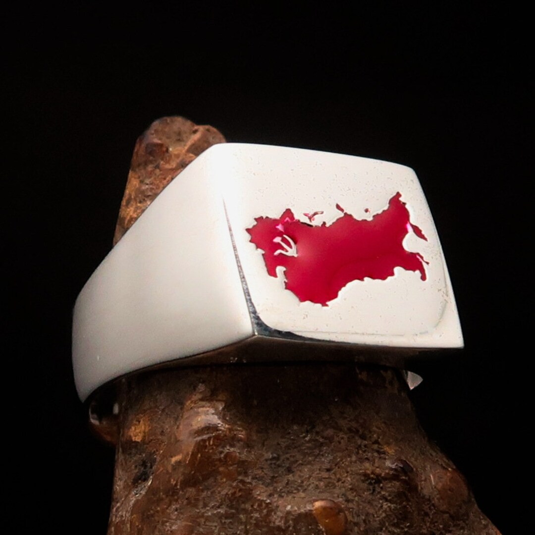 Soviet Union Ring, Men's Ring, Pinky Ring, Square Shaped Ring, Mirror ...