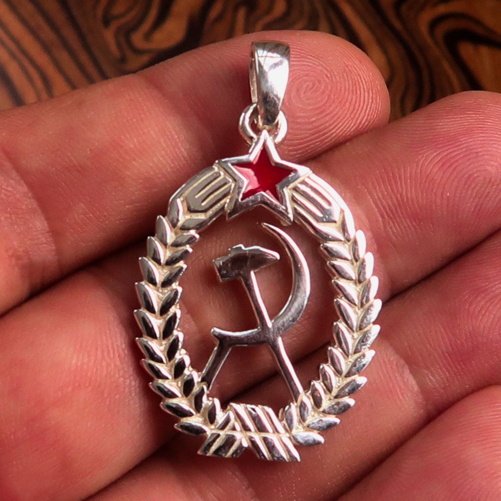 Red Star Sterling Silver Communist Crest Pendant Hammer and - Etsy