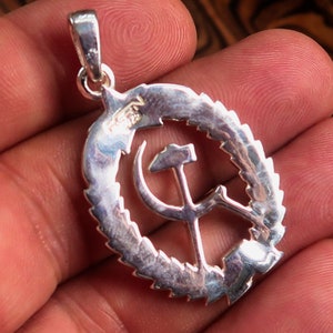 Red Star Sterling Silver Communist Crest Pendant Hammer and Sickle ...